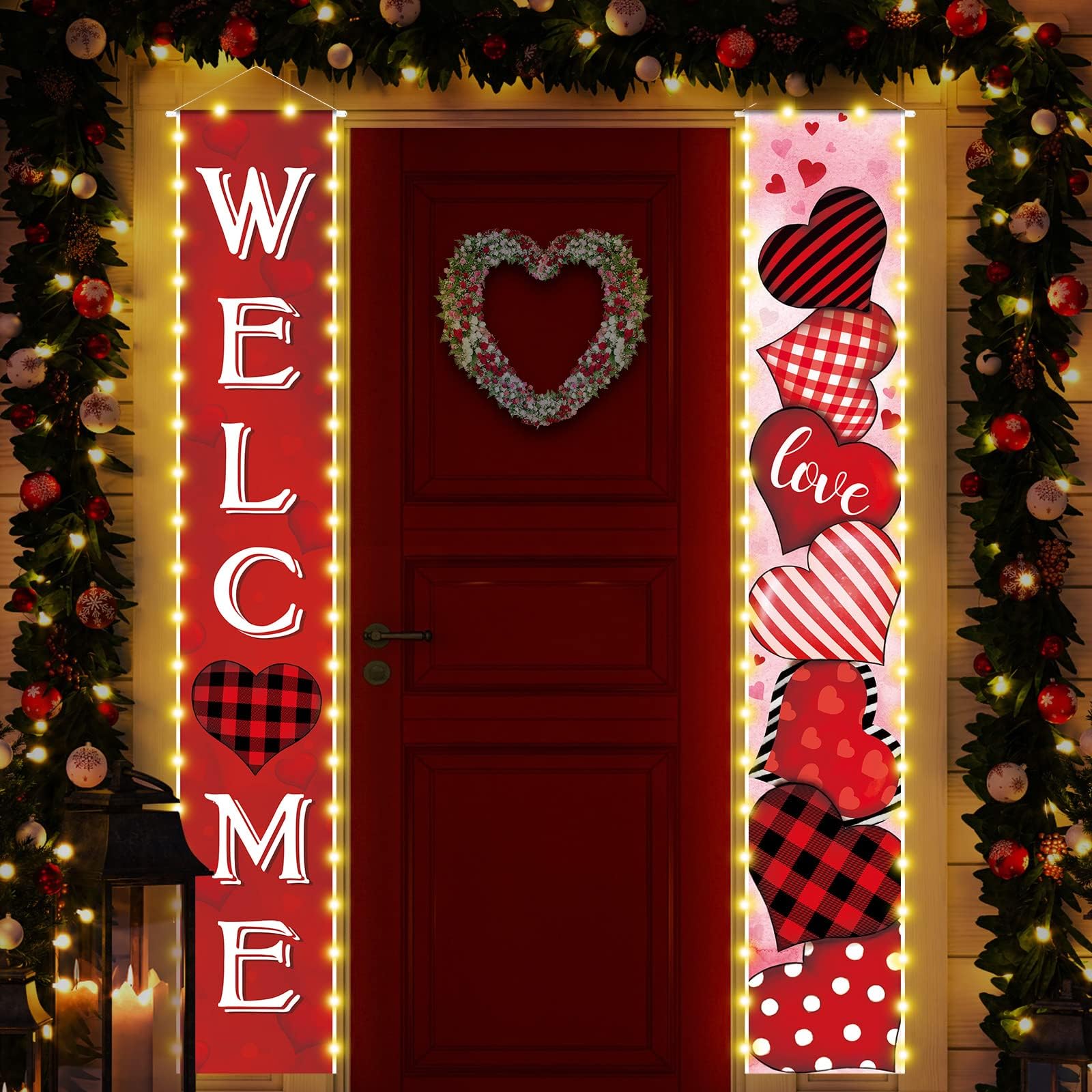 Amazon.com : Tatuo Valentines Day Lighted Porch Signs 71 x 12 Inch ...