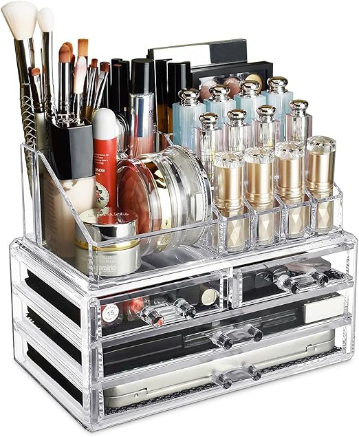 Amazon.com: Ikee Design Acrylic Makeup Organizer with 4 Drawers and ...