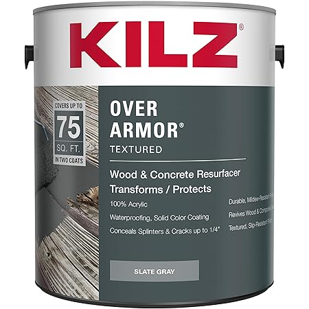 KILZ Over Armor Smooth Wood/Concrete Coating, 1 gallon, Chocolate Brown ...