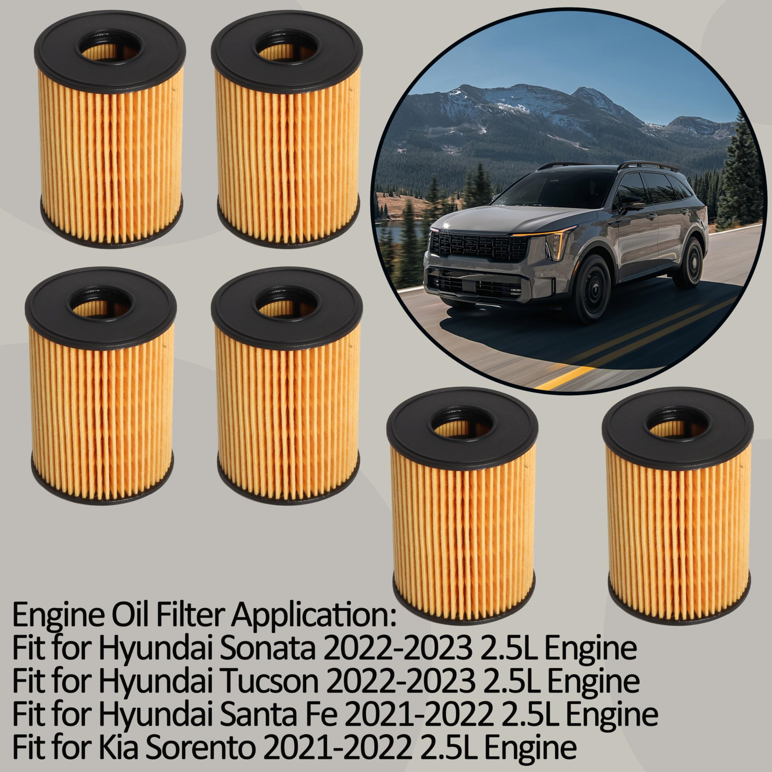 Snapklik.com : 6 PCS 26350-2S000 Oil Filter, 25L Engine Oil Filter Fit ...