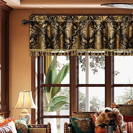 TOPLUXE Curtain Valance for Windows 137x46cm, Damask Valance with ...