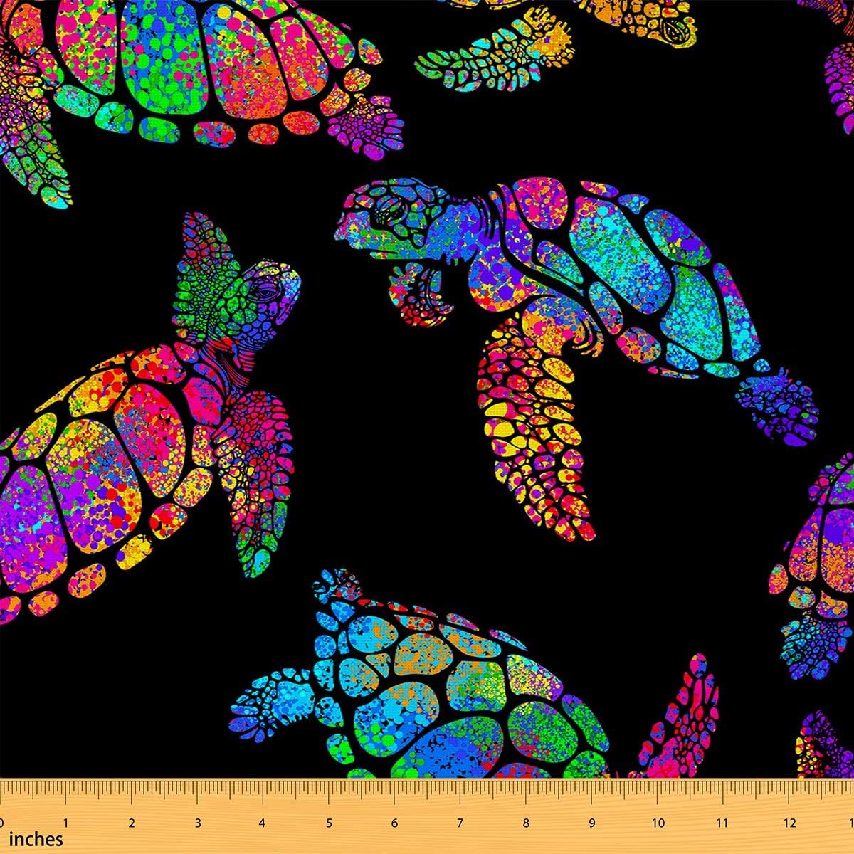 Amazon.com: Colorful Sea Turtle Fabric for Decoration,Gradient ...