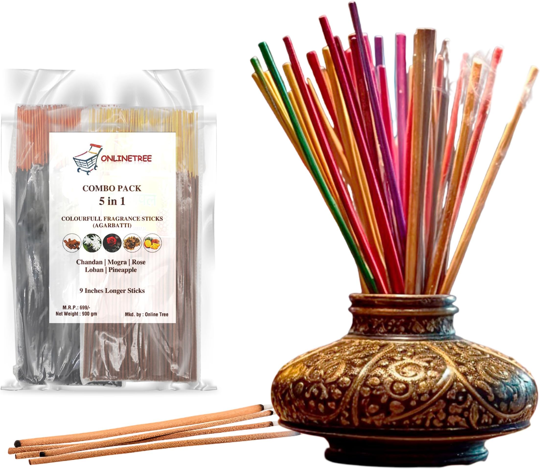 RKT Rangoli Jumbo 5in1 Agarbatti 500g (Pack of2) | Chandan, Gulab ...