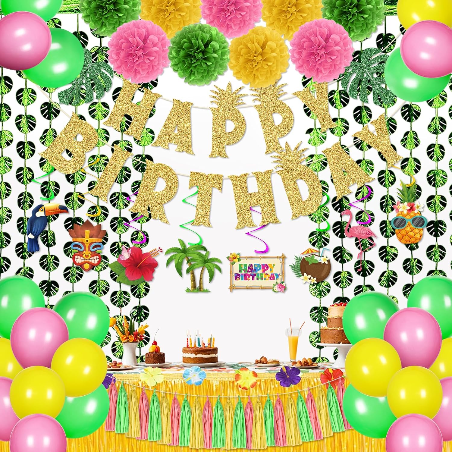Amazon.com: Hawaiian Luau Birthday Party Decorations Tropical Birthday ...