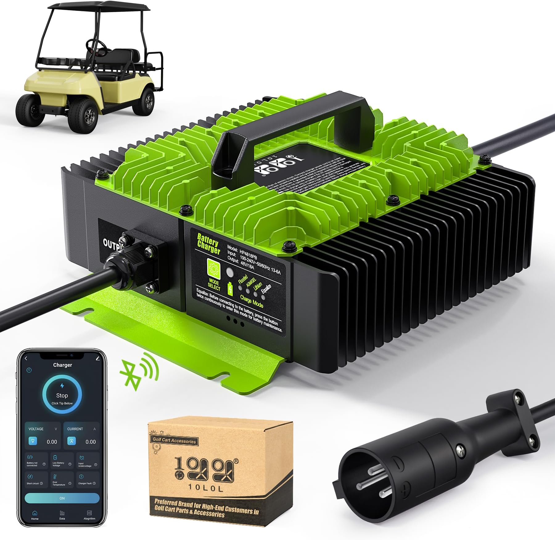 Amazon.com: 10L0L 48 Volt 18A Golf Cart Battery Charger for Club Car DS ...