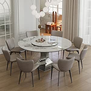 Amazon.com - Runboll Round Dining Table Set for 8 with Chairs and Lazy ...