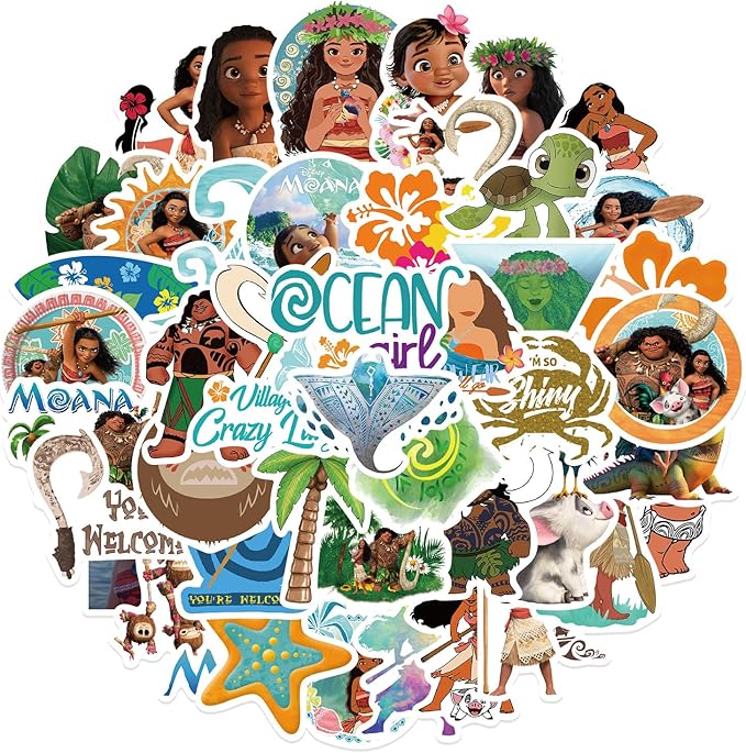 Amazon.com: 50pcs Cartoon Moana Stickers for Kids, Vinyl Waterproof ...