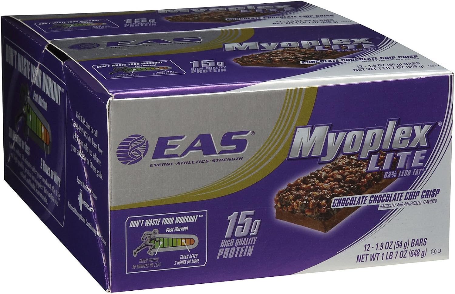 Amazon.com: EAS Myoplex Lite Nutrition Bar, Chocolate Chocolate Chip ...
