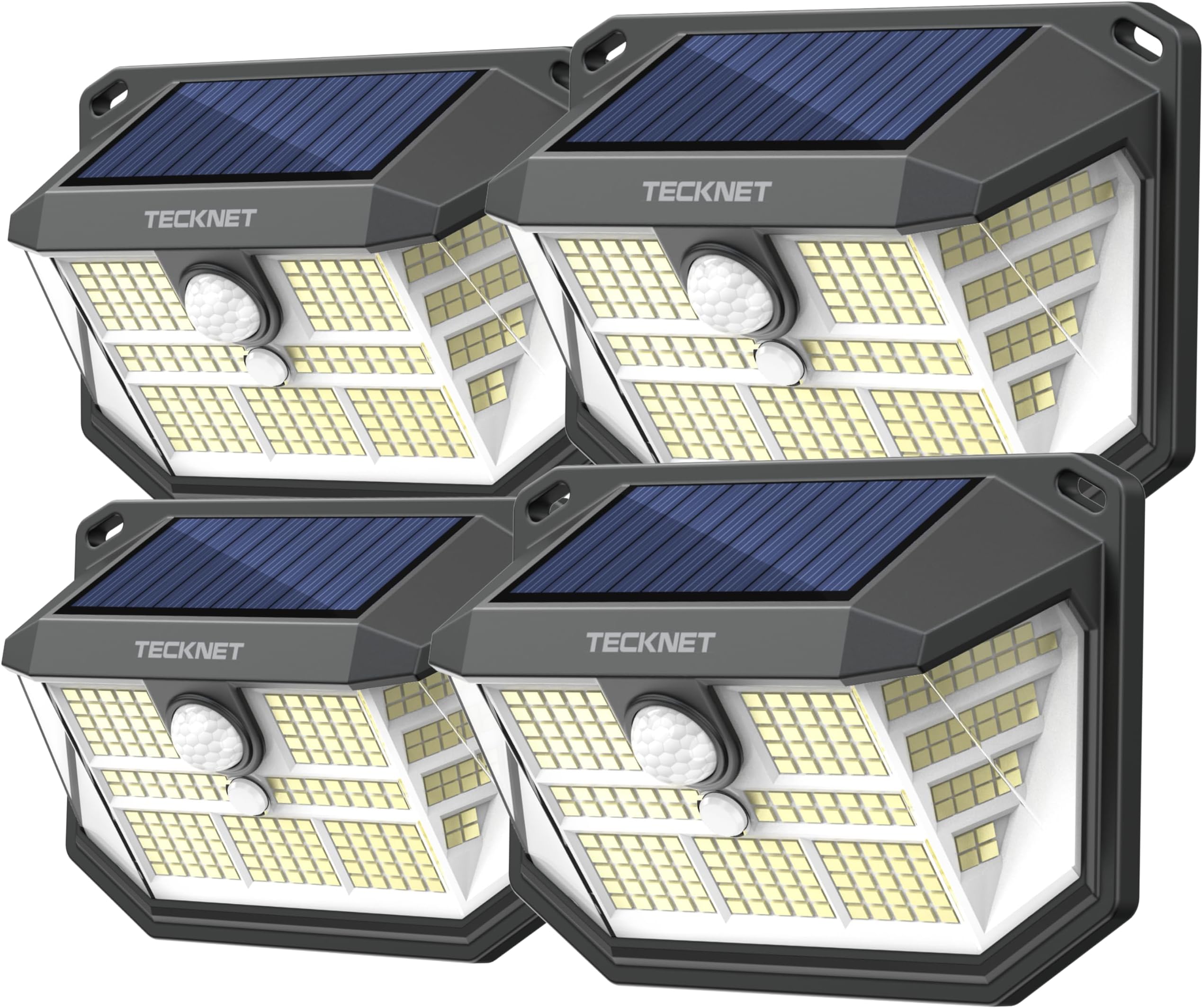 TECKNET 231 LED Solar Lights for Outside Waterproof, 4 Pack 300 ...