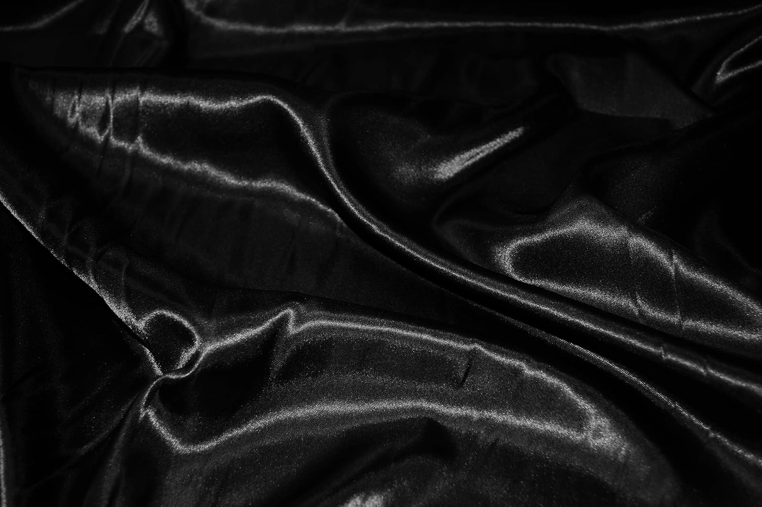 Black Silky Satin Polyester Fabric for Dressmaking, Wedding, Crafts ...