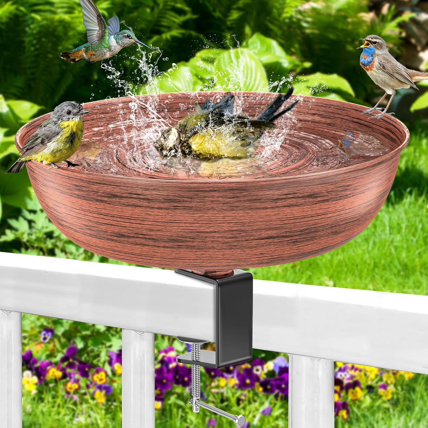 Amazon.com: YALINKA Bird Bath Deck Mounted Bowl, Metal Bird Baths ...