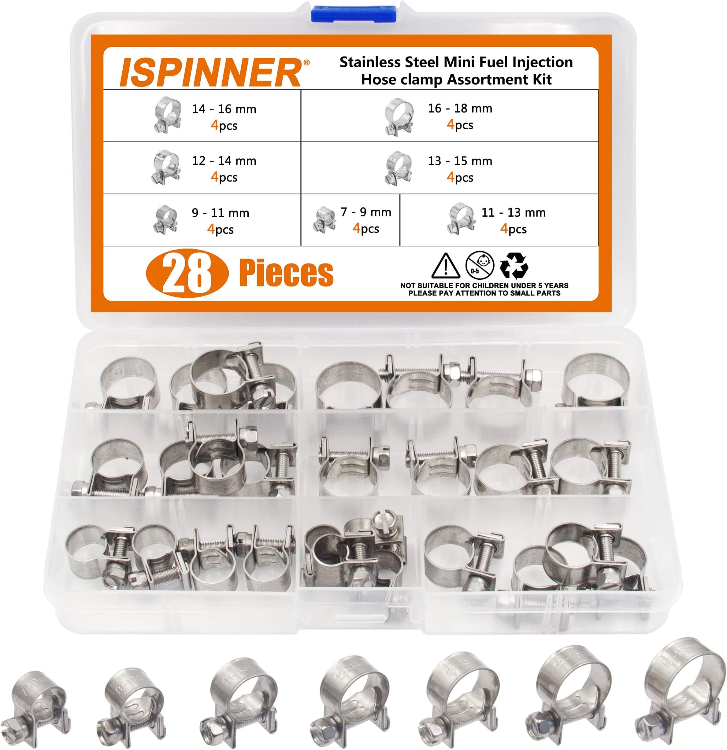 Amazon.com: Swpeet 120Pcs 10 Sizes Zinc Plated Mini Fuel Injection Line ...