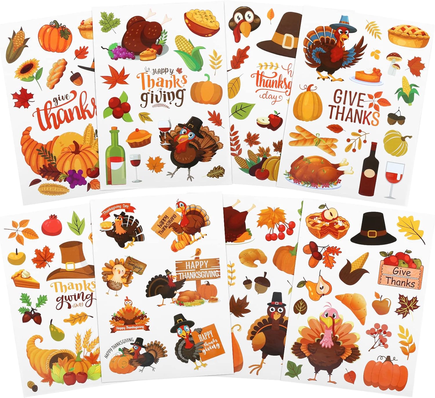 Amazon.com: Naler 252 Pieces Fall Stickers, 16 Sheets Thanksgiving ...