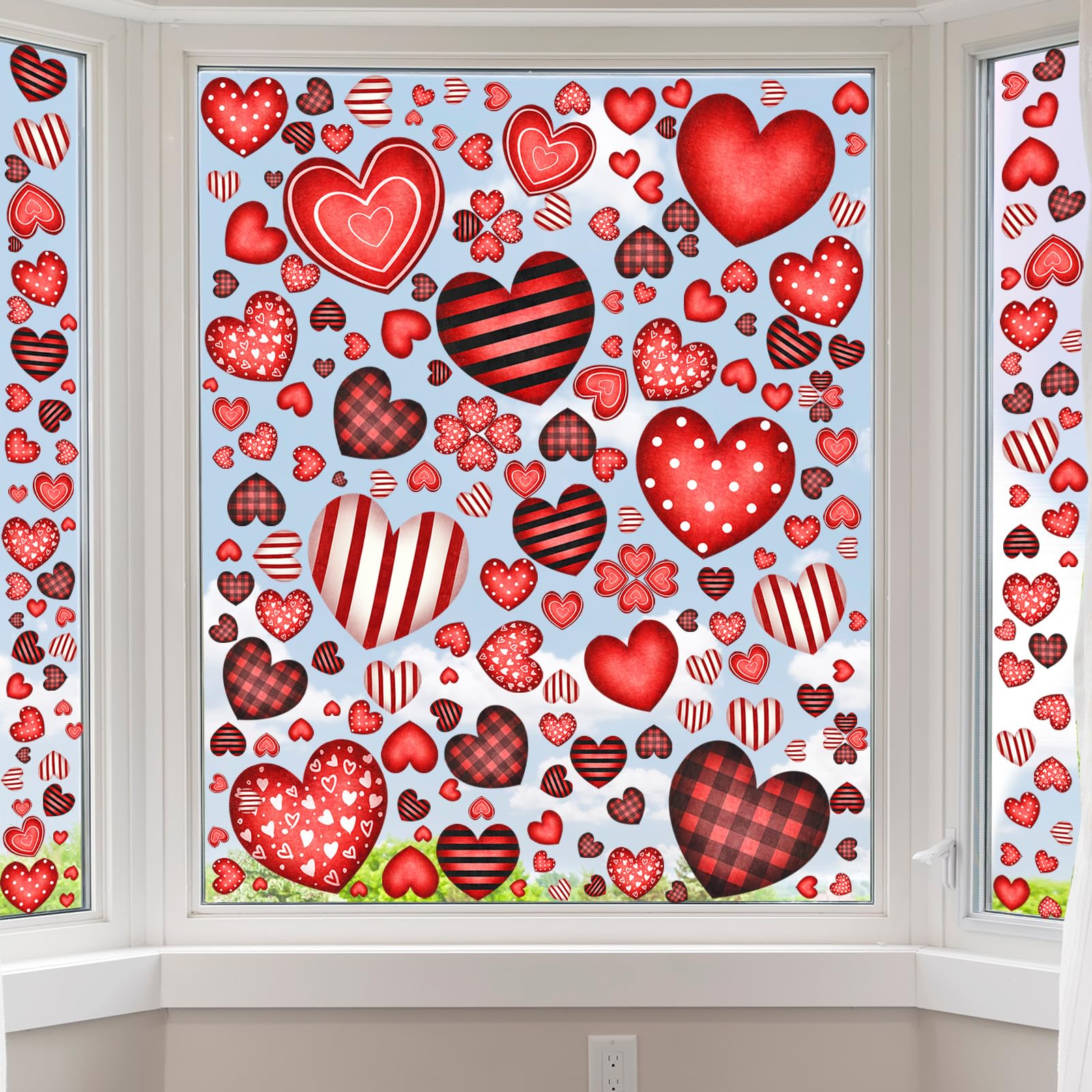 Amazon.com: Geyoga 211 Pcs 6 Sheets Valentine's Day Window Clings ...