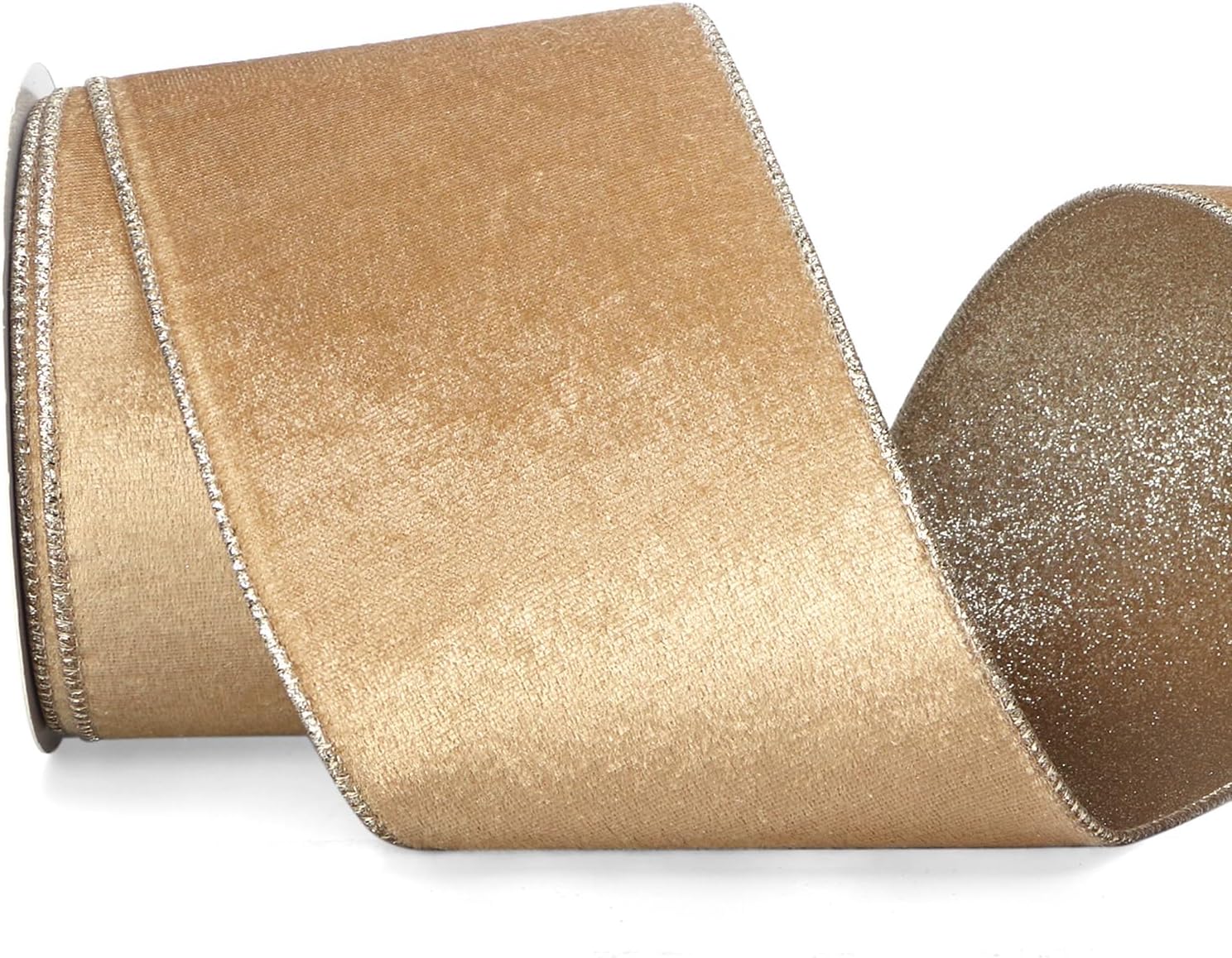 Amazon.com: Ribbli Champagne Gold Velvet Wired Ribbon 4 Inch Khaki ...