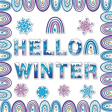 Amazon.com : Winter Snowflakes Cutouts Hello Winter Classroom Bulletin ...