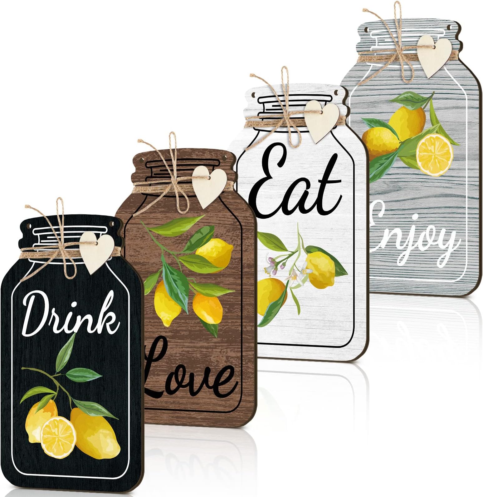 Amazon.com: Weysat 4 Pcs Lemon Kitchen Wall Decor Mason Jar Shaped ...