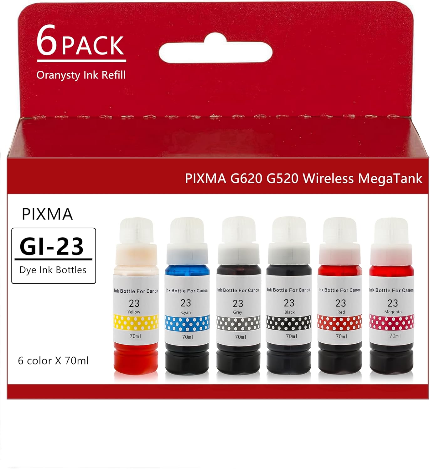 oranysty 23 Compatible Ink Bottle Replacement for Canon GI23 GI-23 use with Canon PIXMA G620 ...