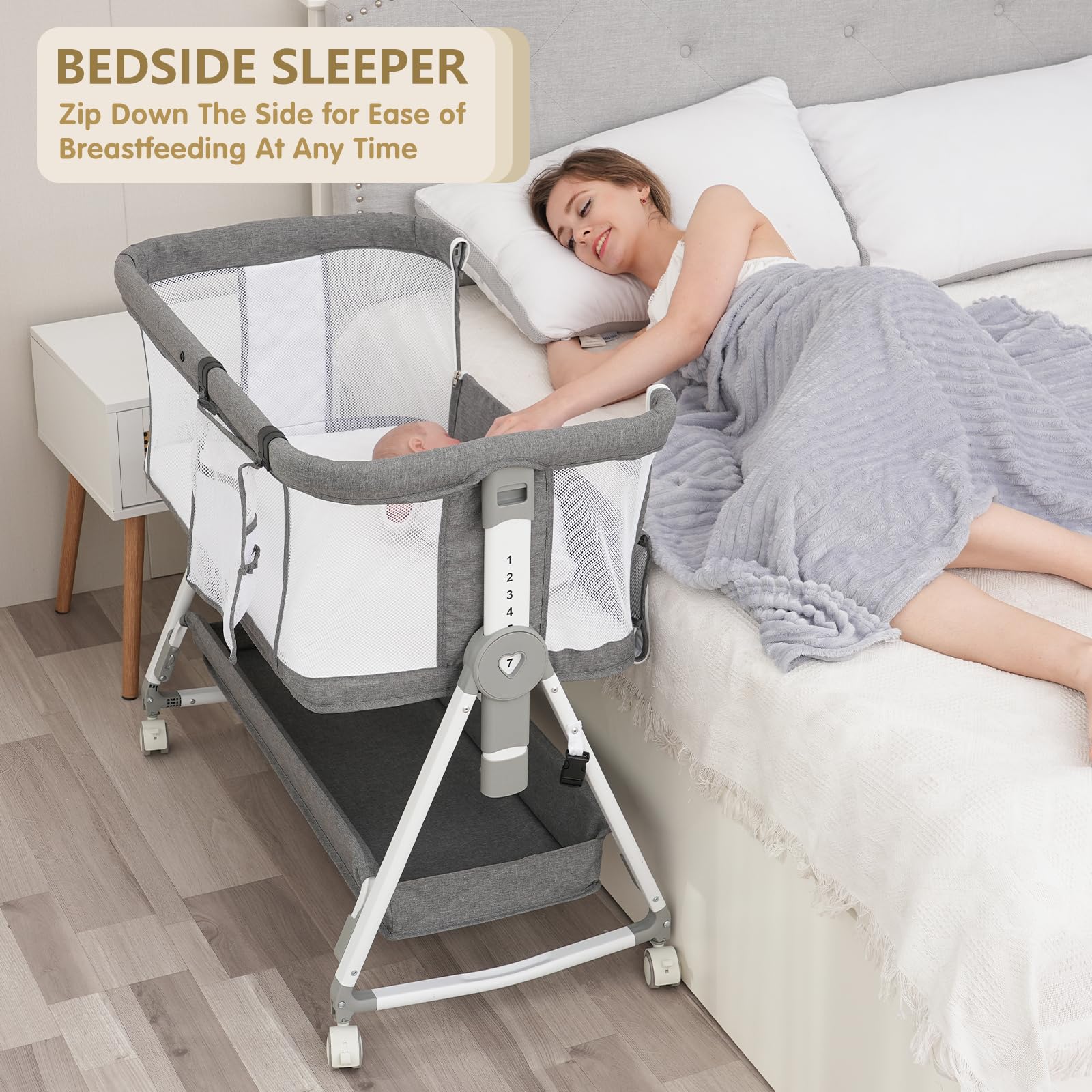 4 IN 1 Baby Bassinets Bedside Sleeper,Bedside Bassinet with Diaper ...