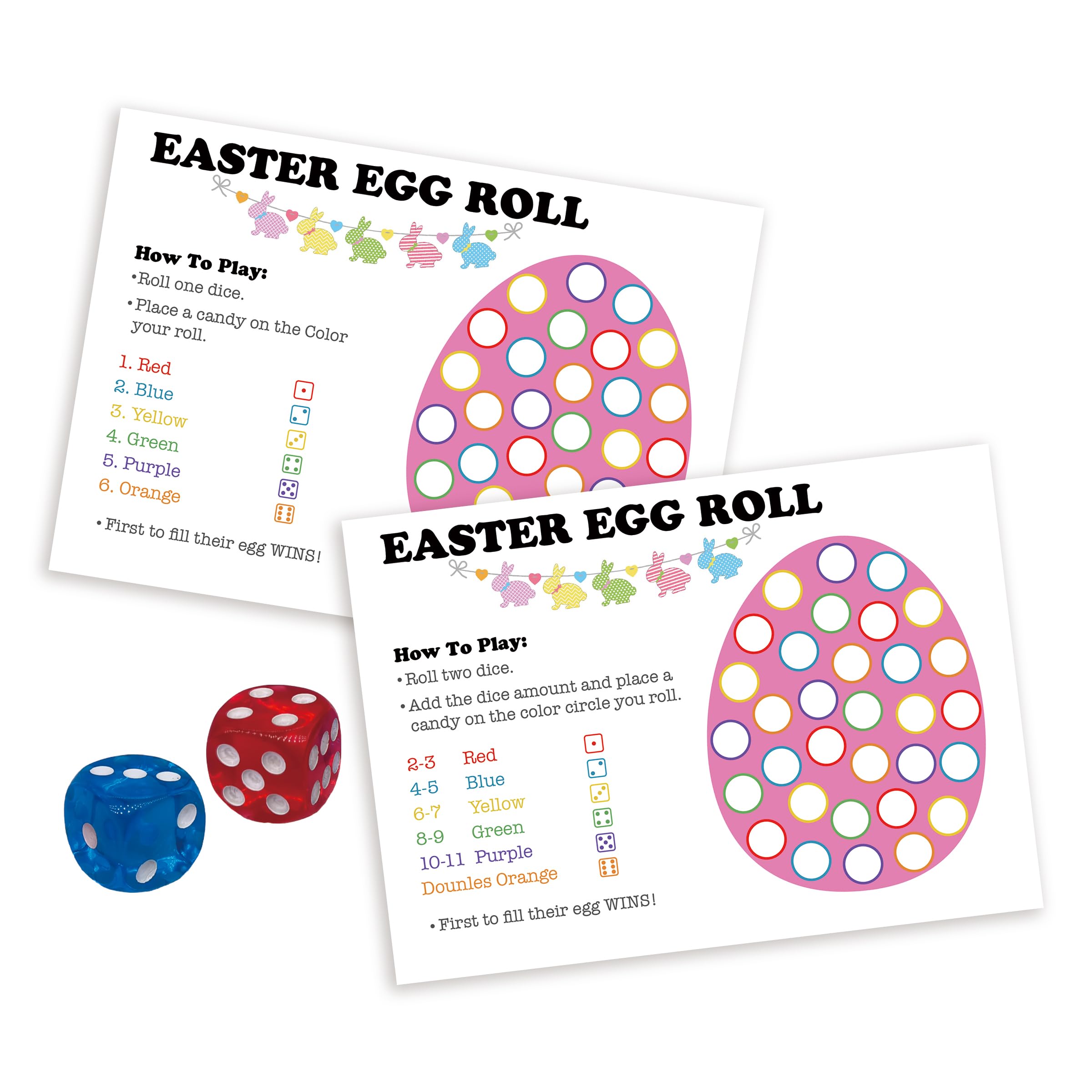 Amazon.com: Easter Egg Roll Game with Two Dices, Easter Dice Game ...