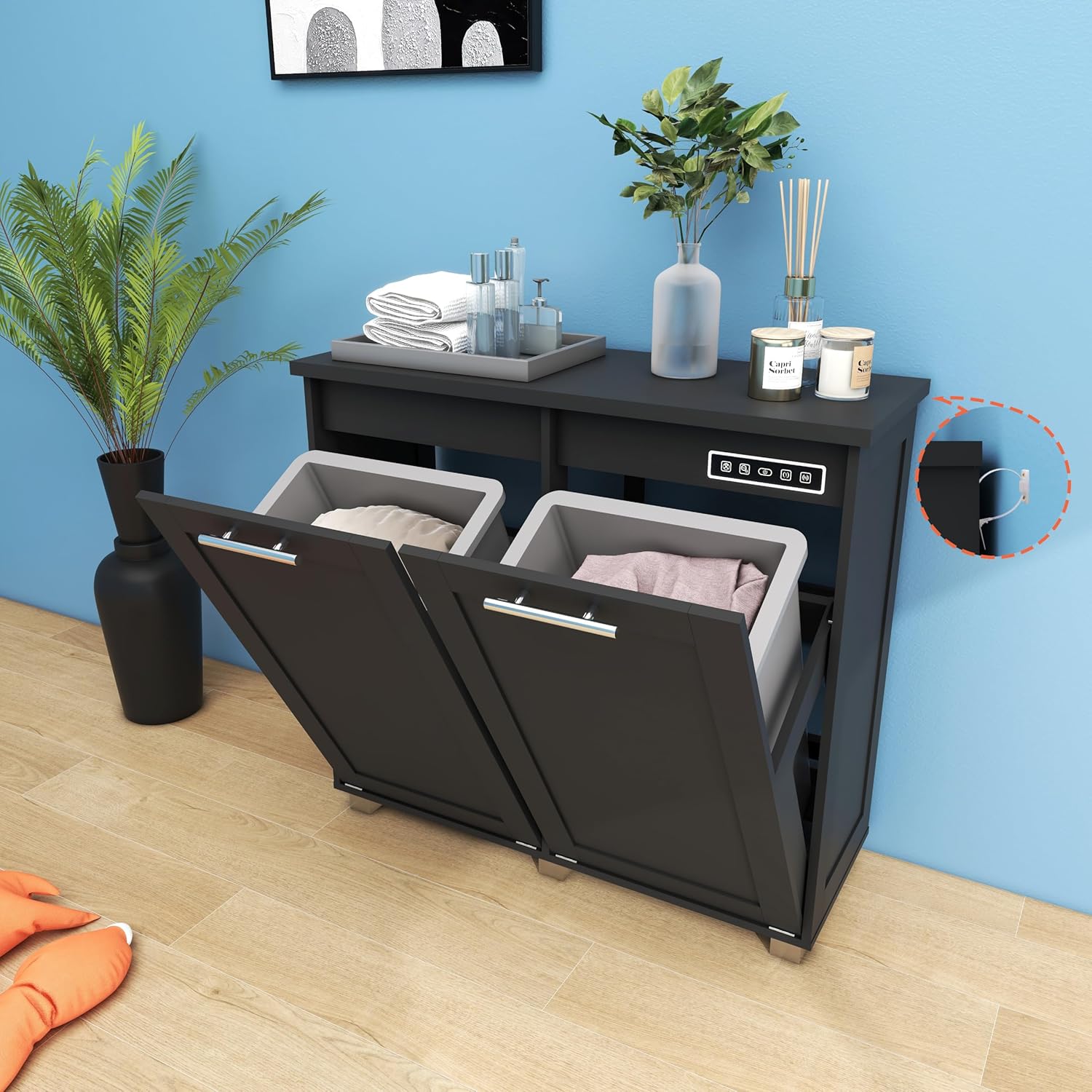 Amazon.com: AVZEAR Double Tilt Out Trash Cabinet, Smart Freestanding ...