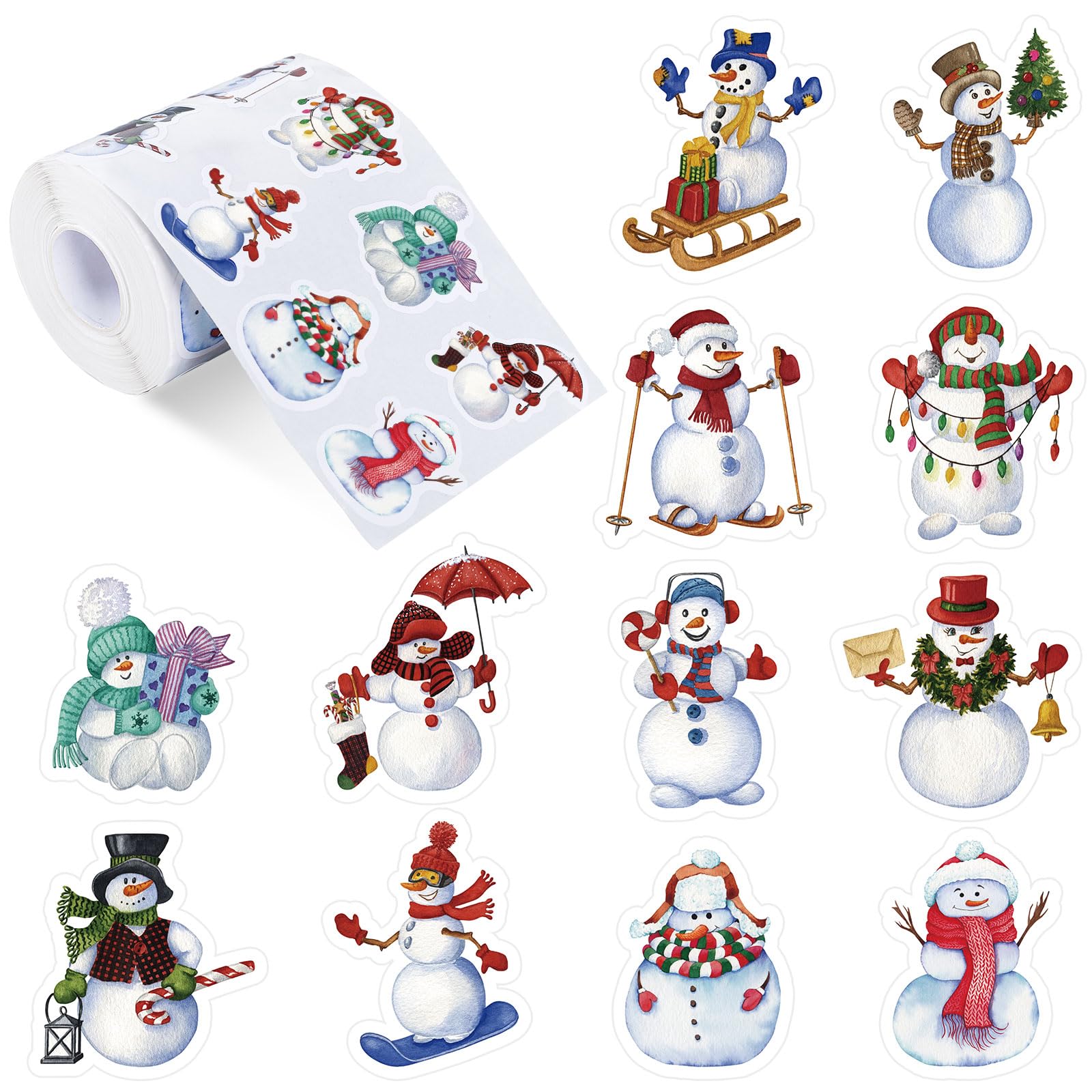 Amazon.com: Whaline 1000Pcs Christmas Stickers Roll 12 Designs Assorted ...