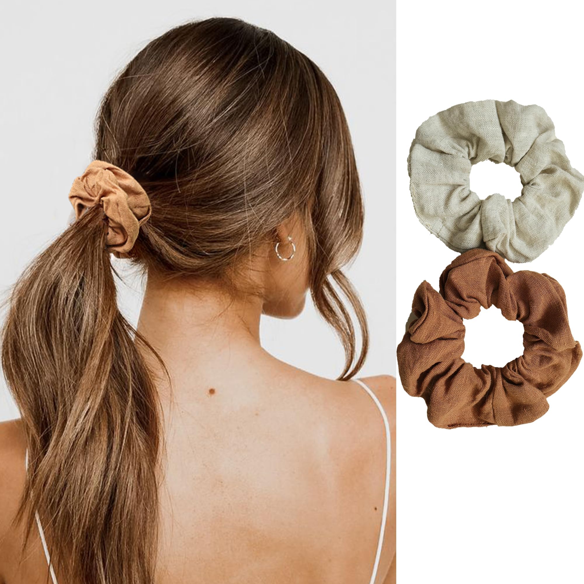 Amazon.com : Linen Hair Scrunchies for Women's Hair Colorful Hair Ties ...