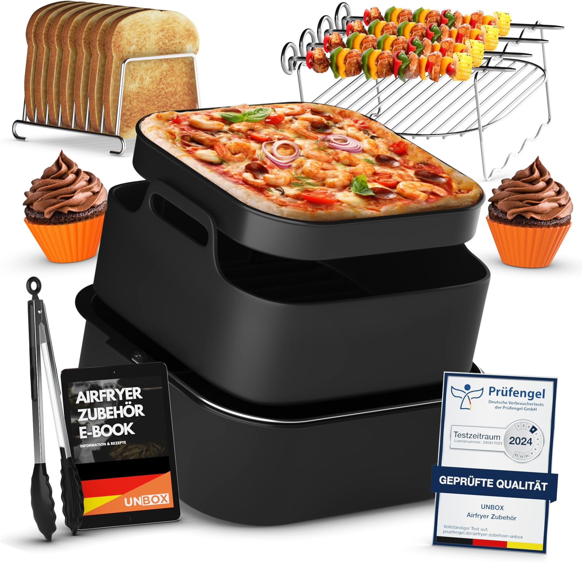 UNBOX Airfryer Zubehör Set für COSORI 4,7L, 5,5L, Philips XL 6,2L, Philips XXL 7,2, 8,3L, Ninja ...