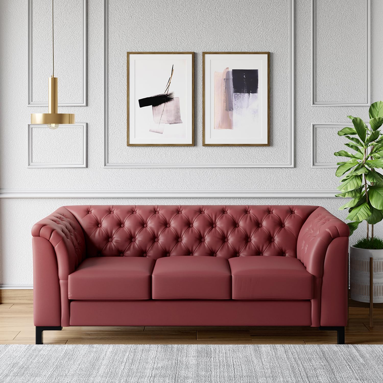 GODREJ INTERIO Majesta Plus 3-Seater Leather Sofa (1-Year Warranty ...