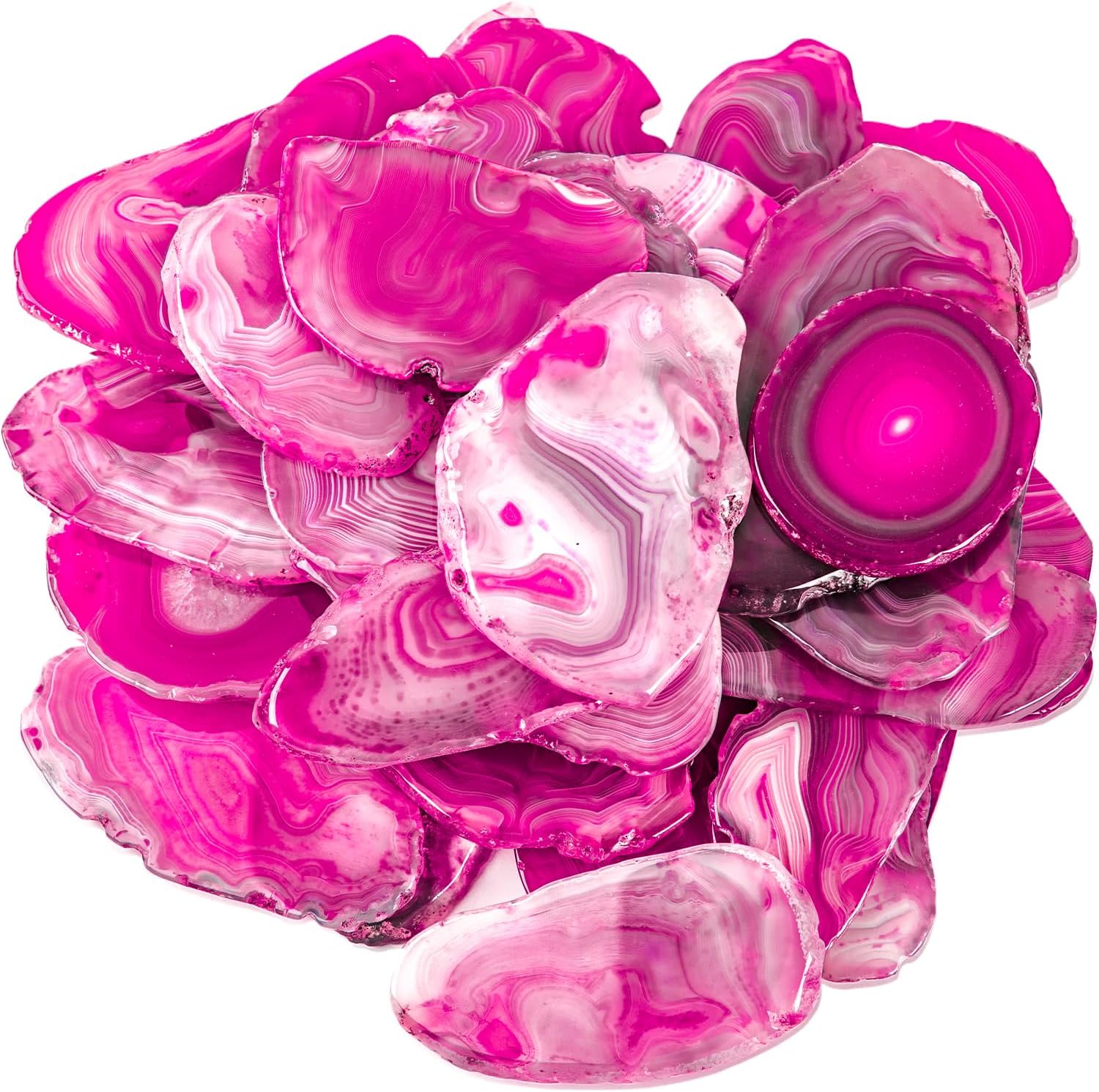 Fuchsia Agate Light Table Slices, June&Ann 10 Pcs Irregular Polished ...