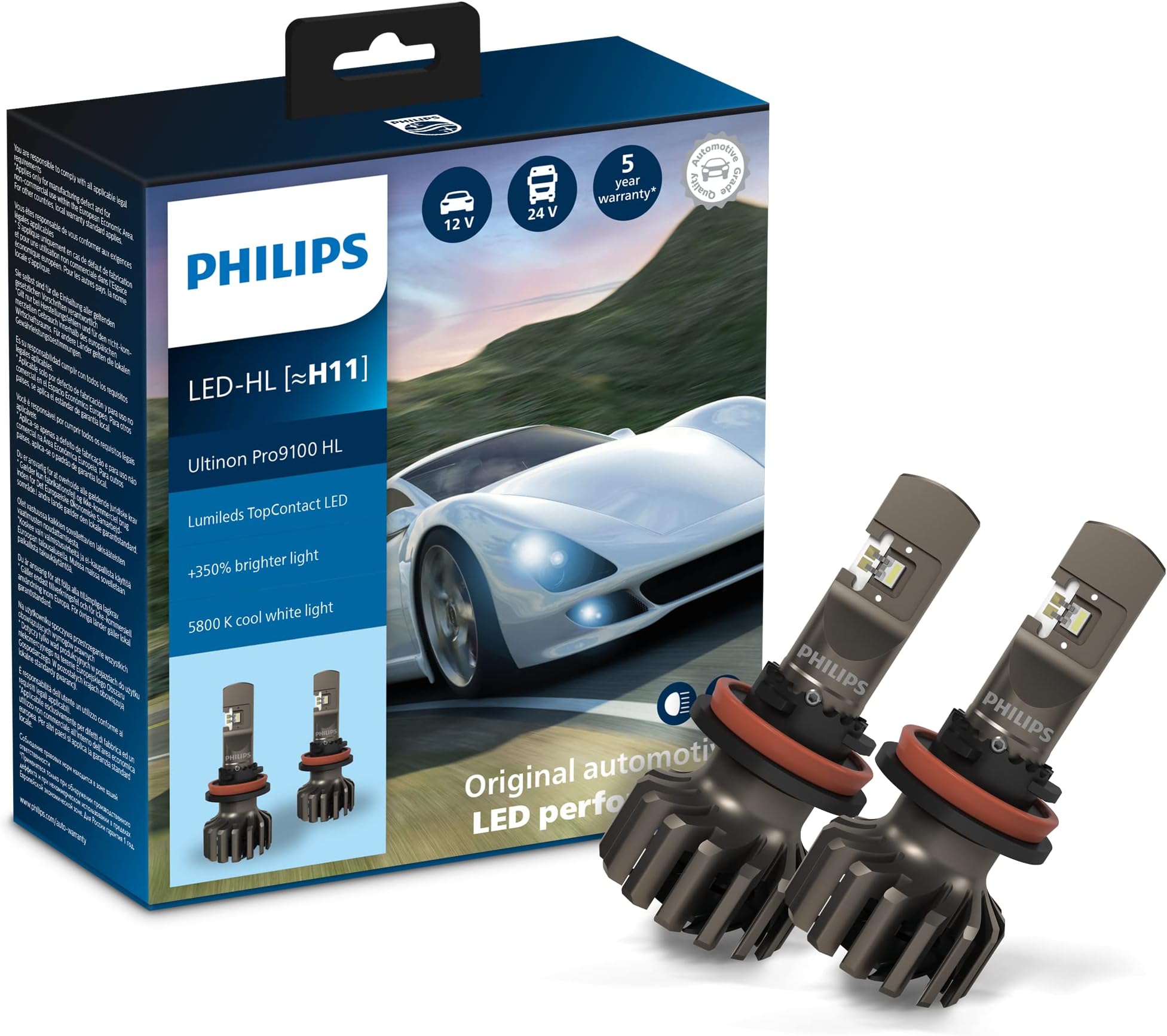 Philips Ultinon Pro9100 LED car headlight bulb (H11), +350%, 5.800K ...