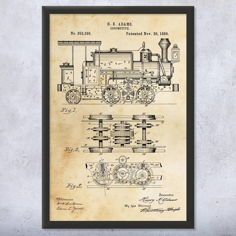 Amazon.com: Framed Locomotive Print, Train Station Art, Steampunk Decor ...