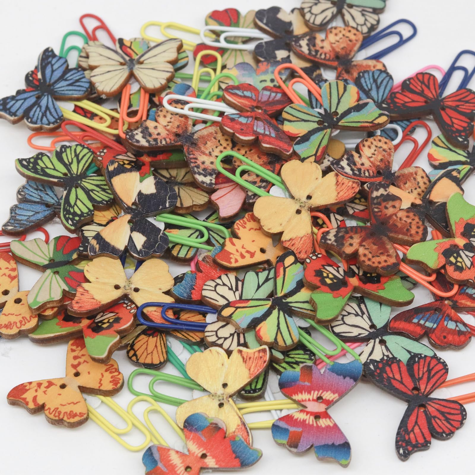 Amazon.com: 54 PCS Cute Butterfly Paper Clip,Cute Binder Clips,Wood ...