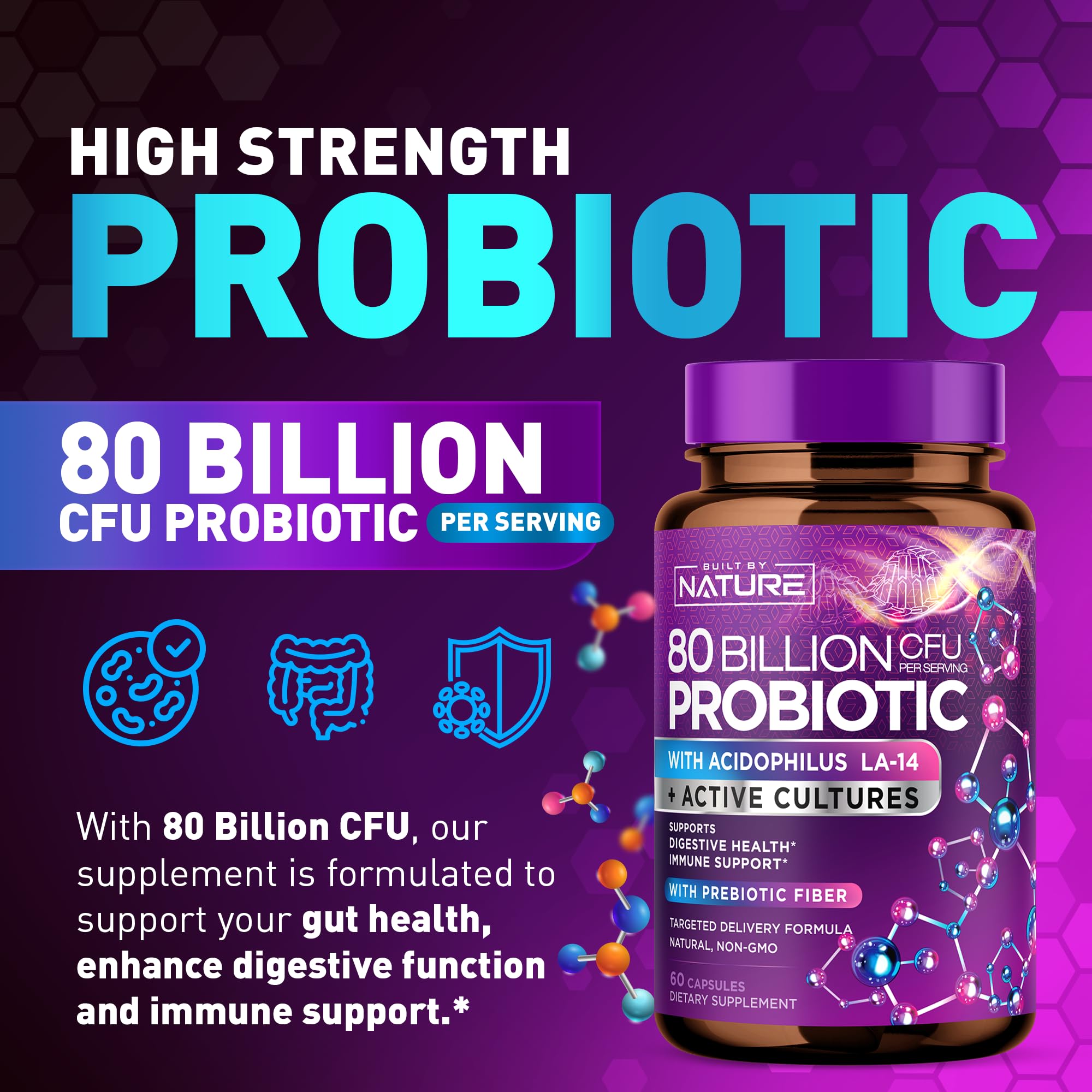 Snapklik.com : 80 Billion CFU Probiotic - Daily Digestive Gut Health ...