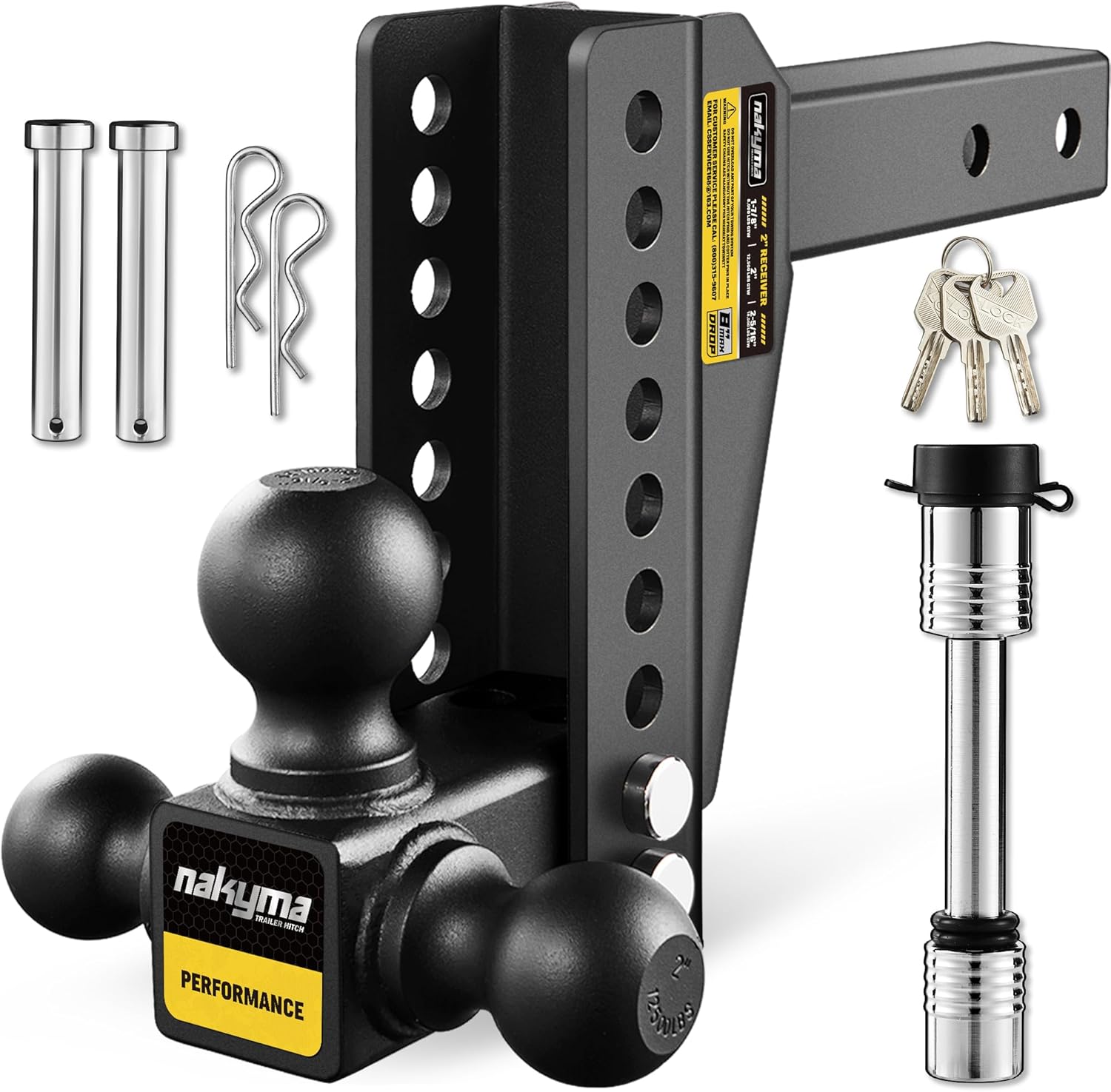 Amazon.com: Drop Hitch, Adjustable Trailer Hitch Tri-Ball(1-7/8'', 2 ...