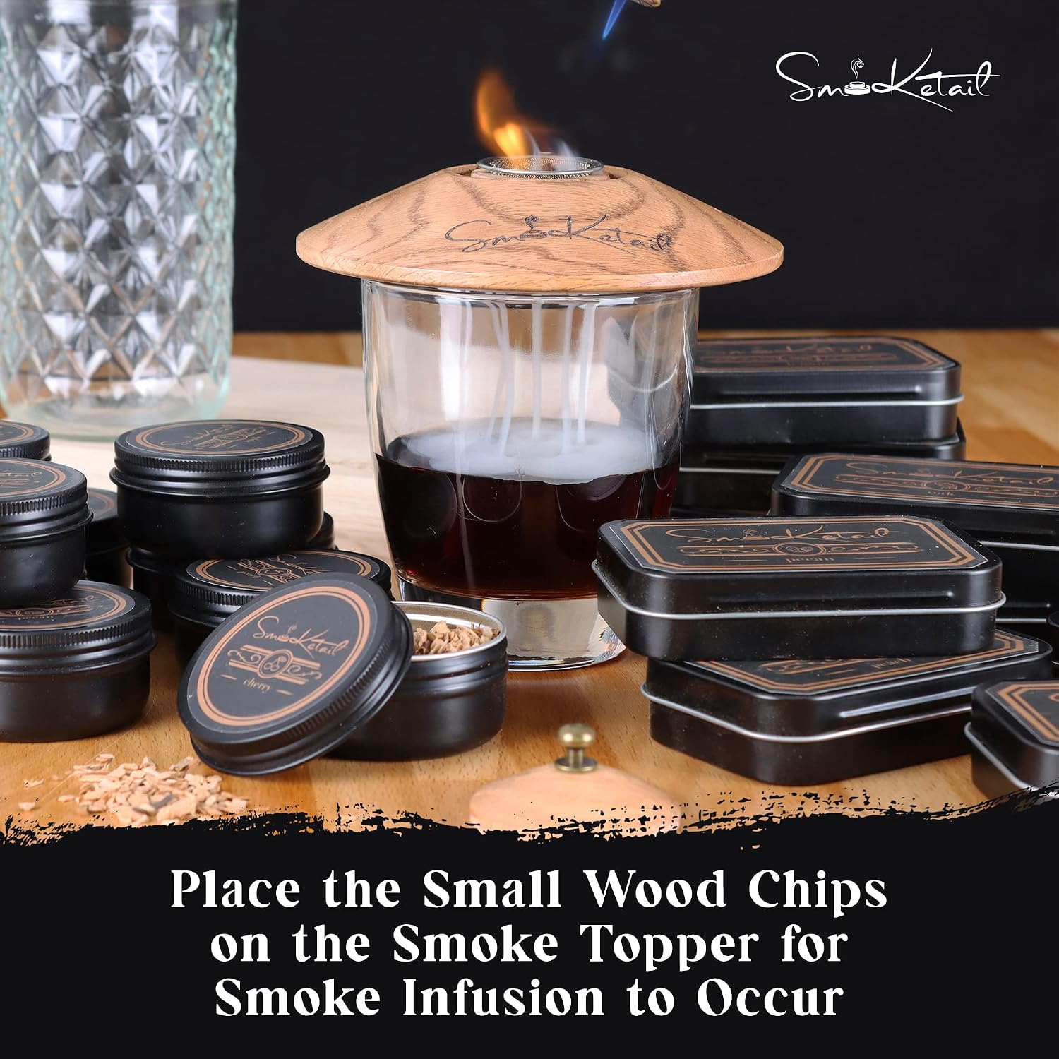 Buy Smoketail Cocktail Smoker Kit with Torch, Topper, and 18 Large and ...