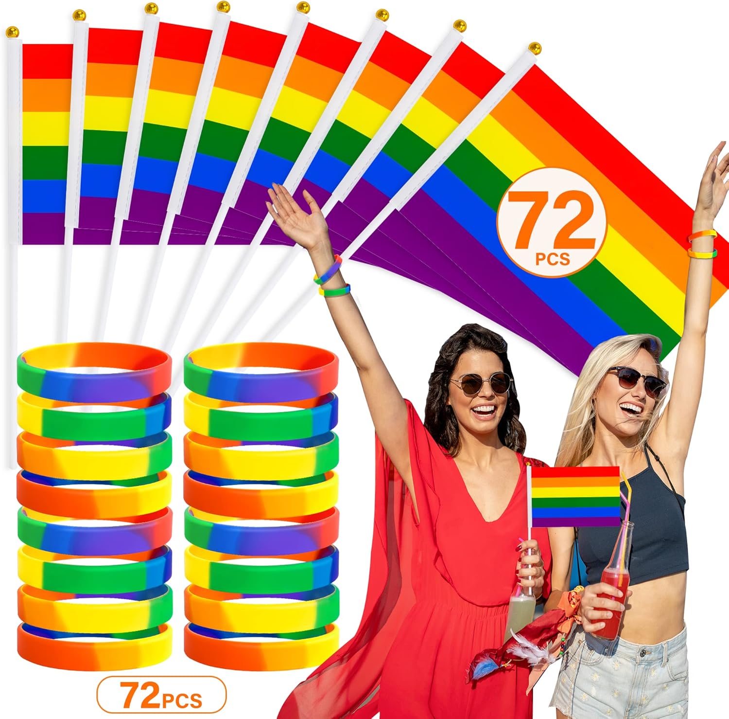 Amazon.com: 144PCS Pride Stuff, 72 Pack Pride Flags 72PCS Pride ...