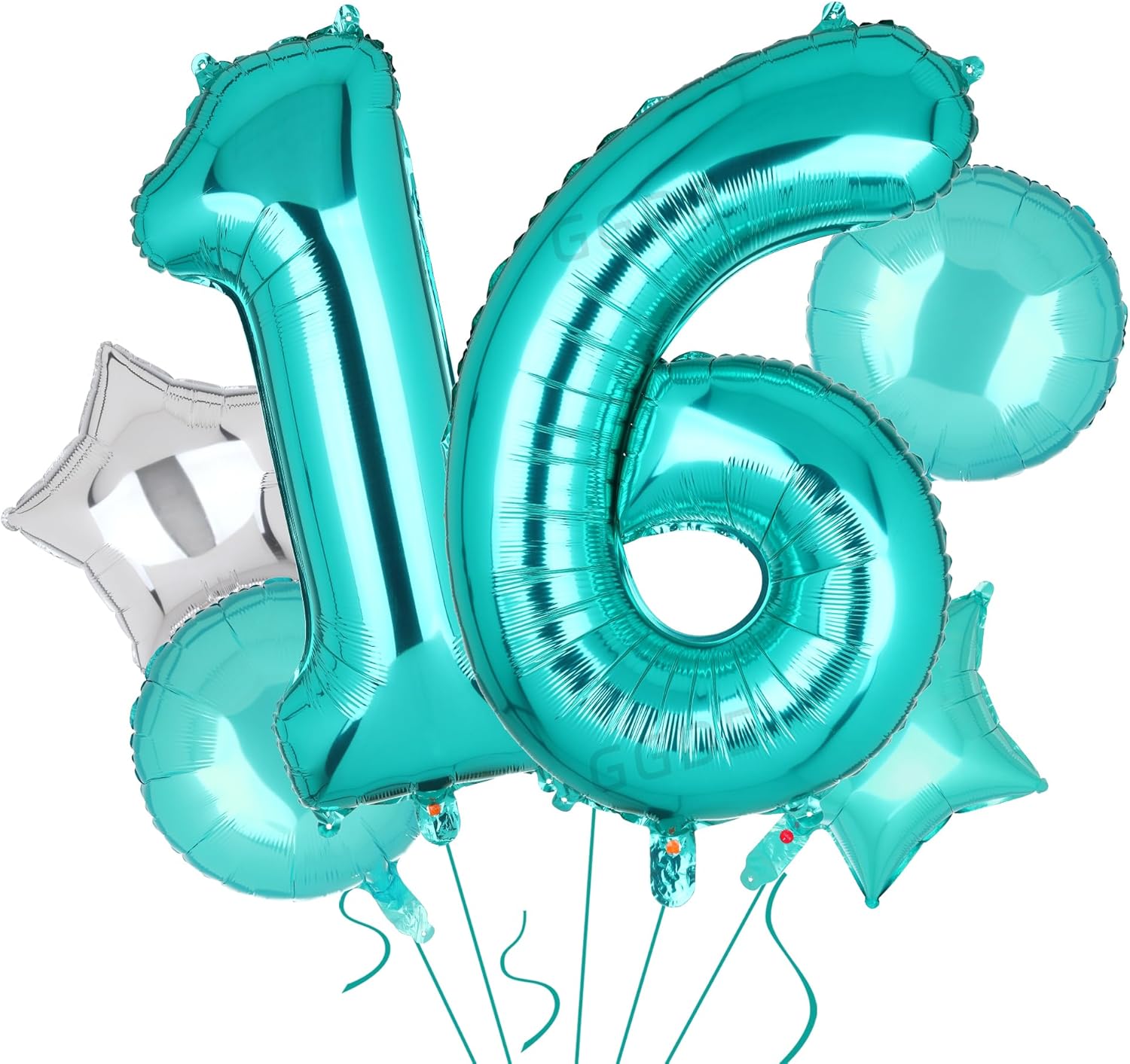 Amazon.com: Teal Blue Number 16 Balloons 40 Inch Big Helium Mylar ...