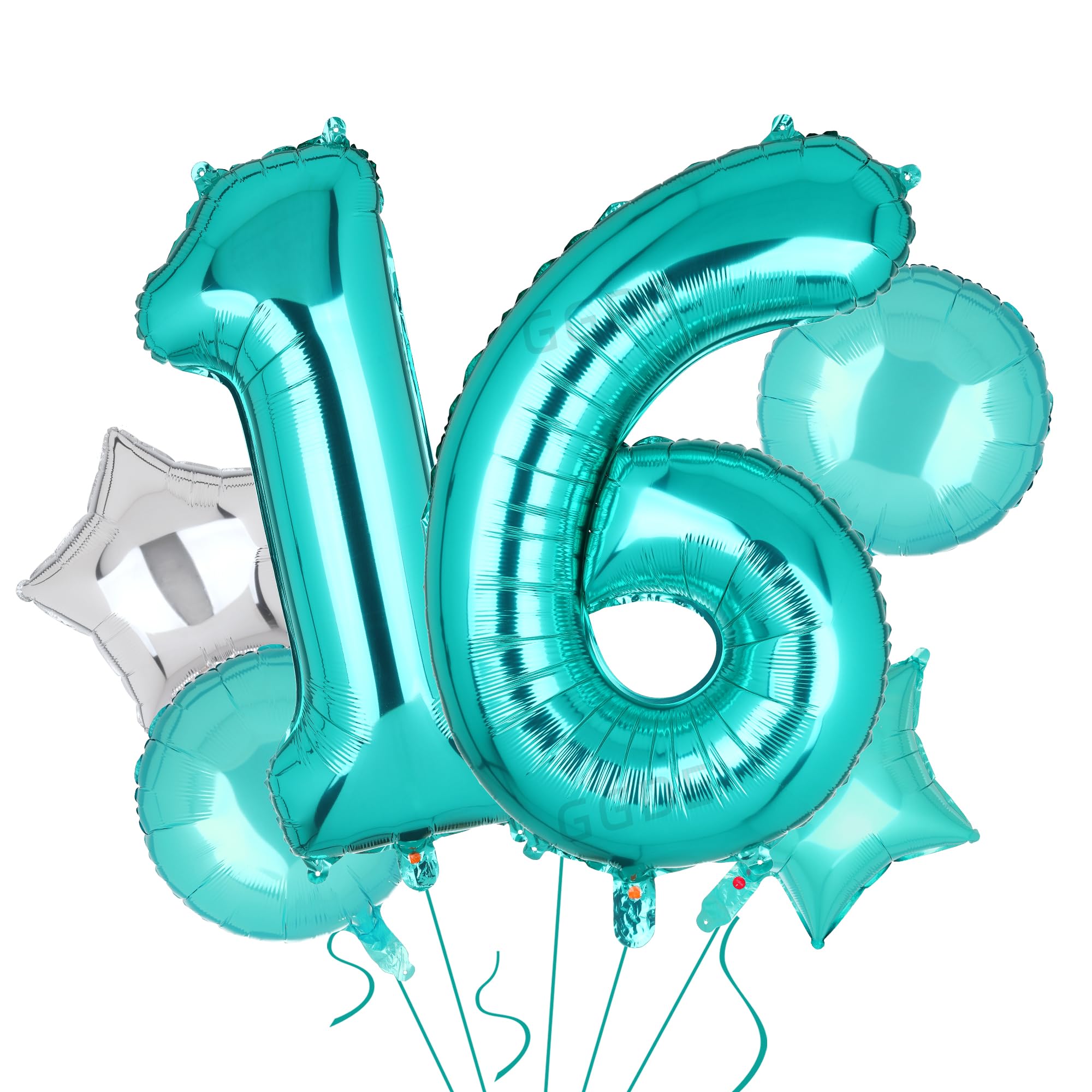 Amazon.com: Teal Blue Number 16 Balloons 40 Inch Big Helium Mylar ...