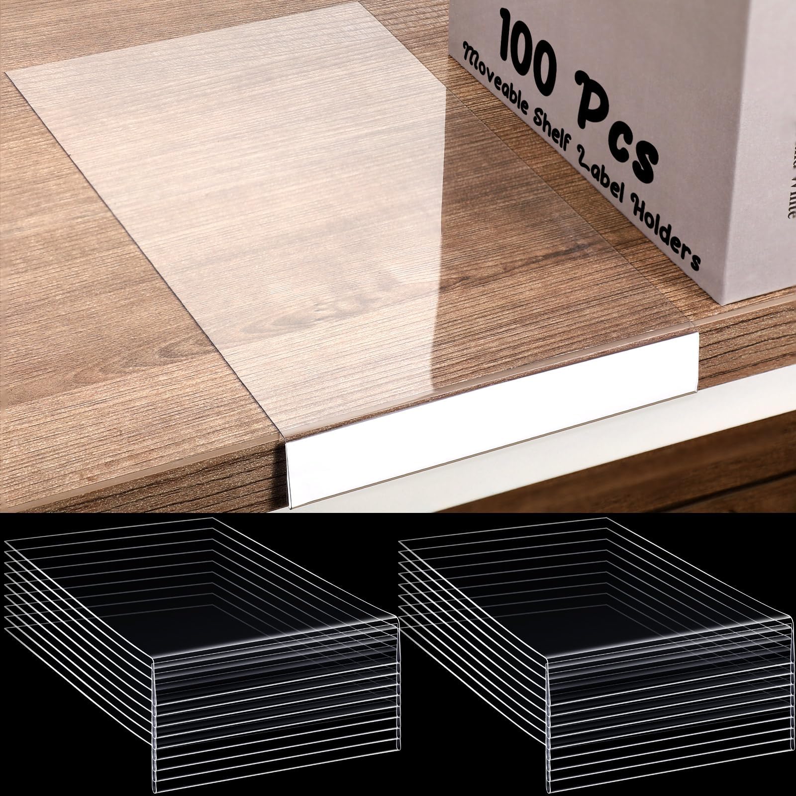 Amazon.com : MUXHEL 30 Pcs Movable Shelf Label Holders, 9"x3"x1.5 ...