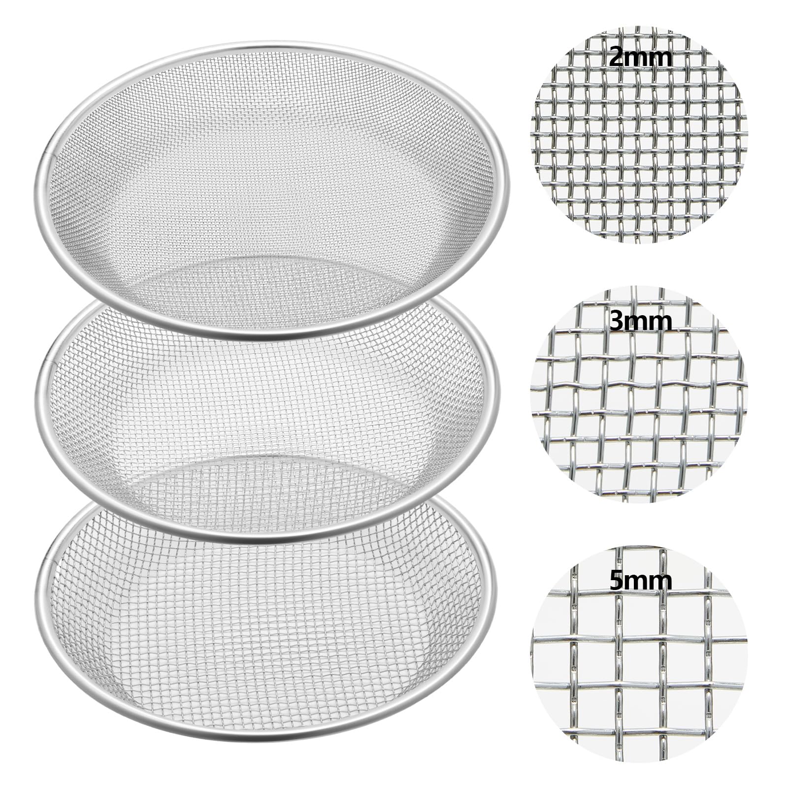 Amazon.com : Yaomiao 3 Pack Stainless Steel Sand Sifter Garden Soil ...