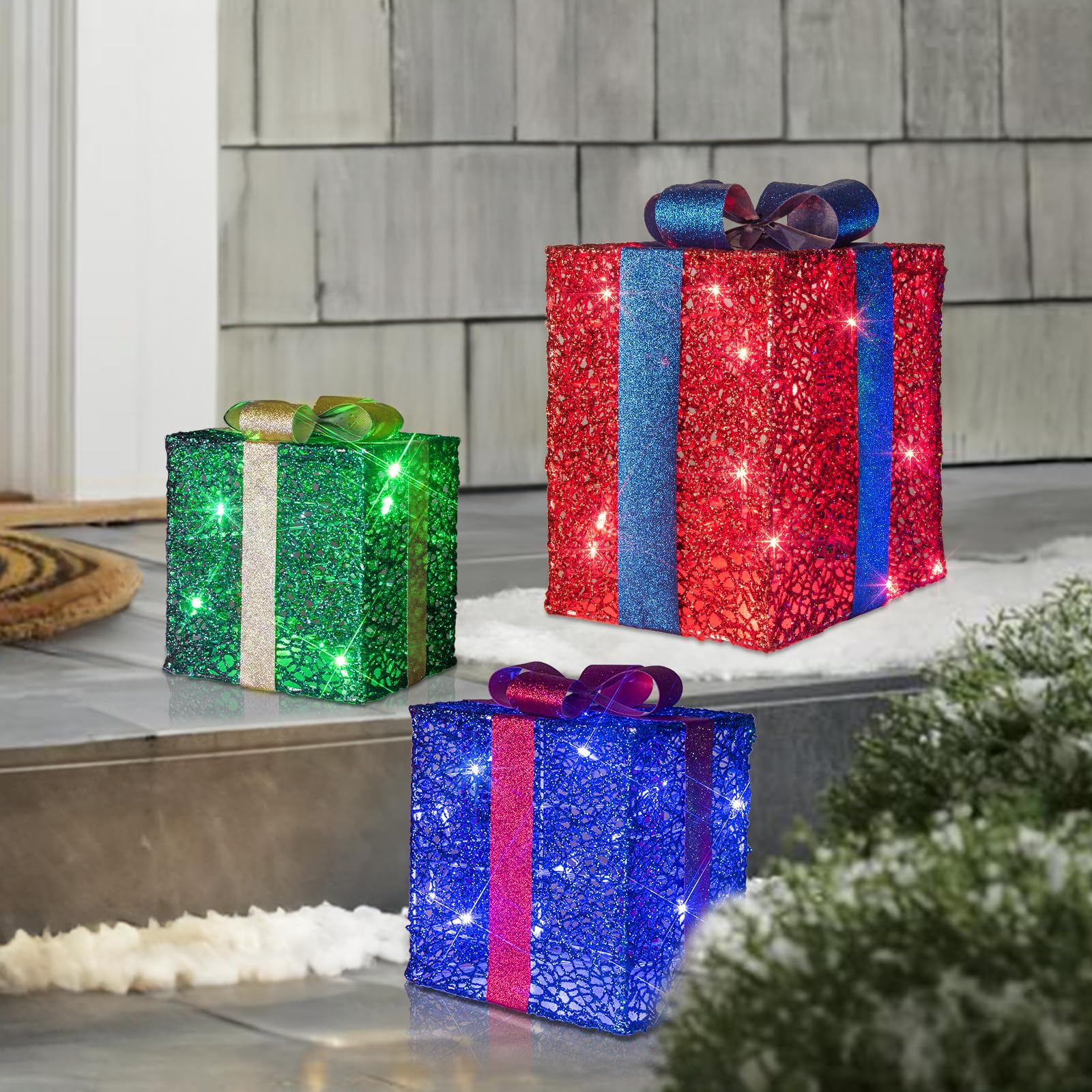 Amazon.com: yofit Set of 3 Christmas Lighted Gift Boxes Decorations, 60 ...