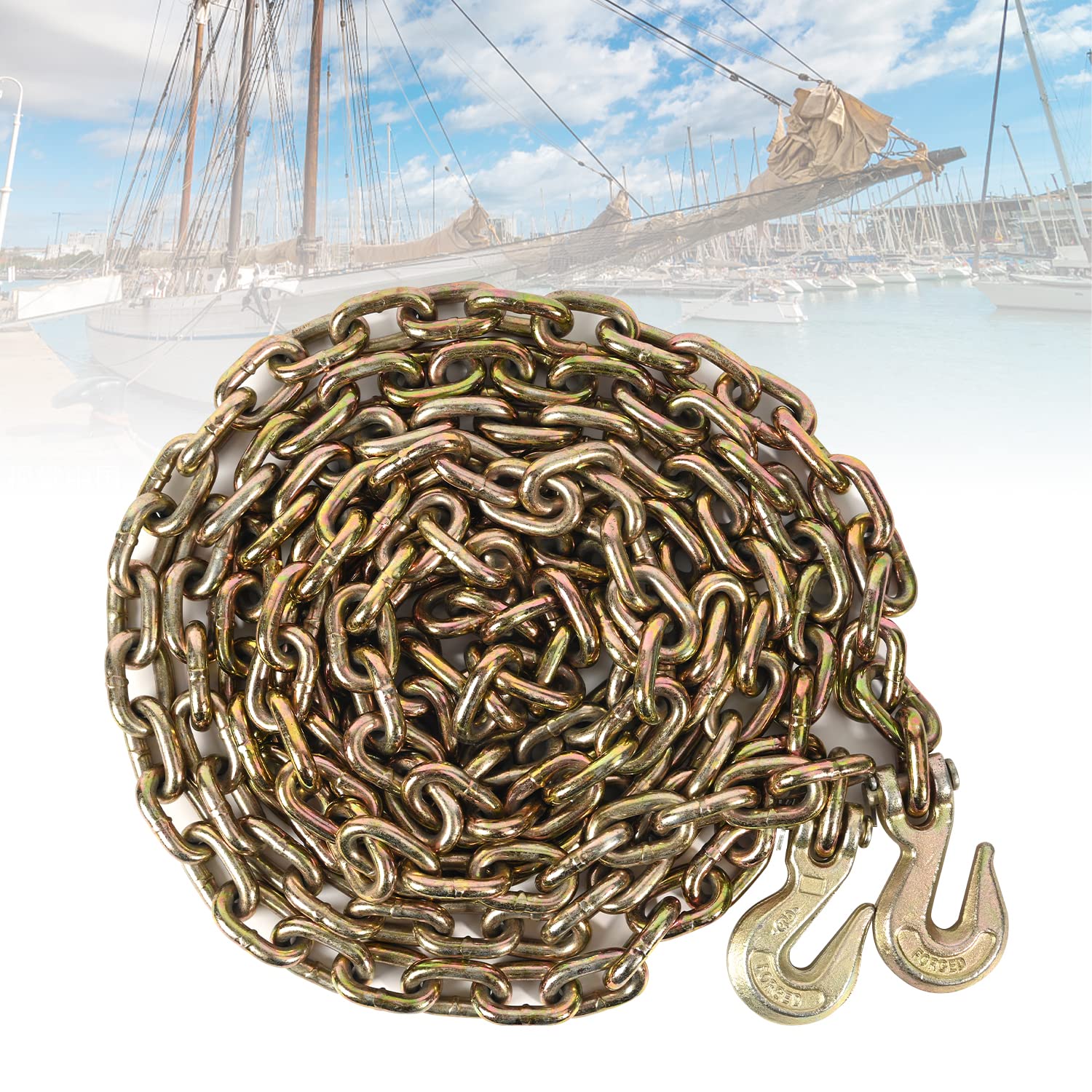 lukar 3/8 Inch Chain Grade 70 Tow Chain 6,600 LBS Heavy Duty Log Chain ...