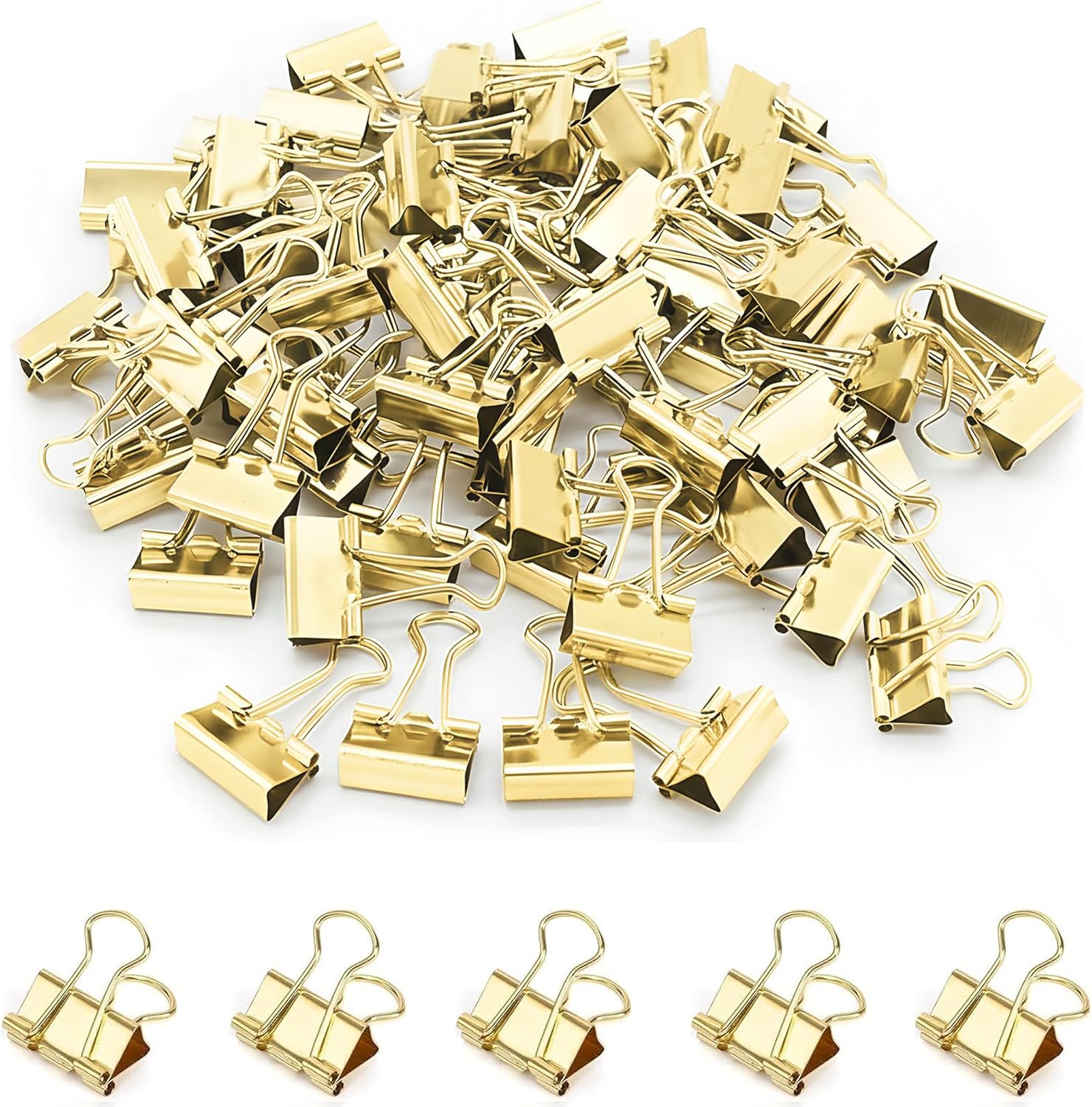 Amazon.com : 100 Pack Mini Gold Binder Clips 5/8 Inch (15 mm), Colored ...