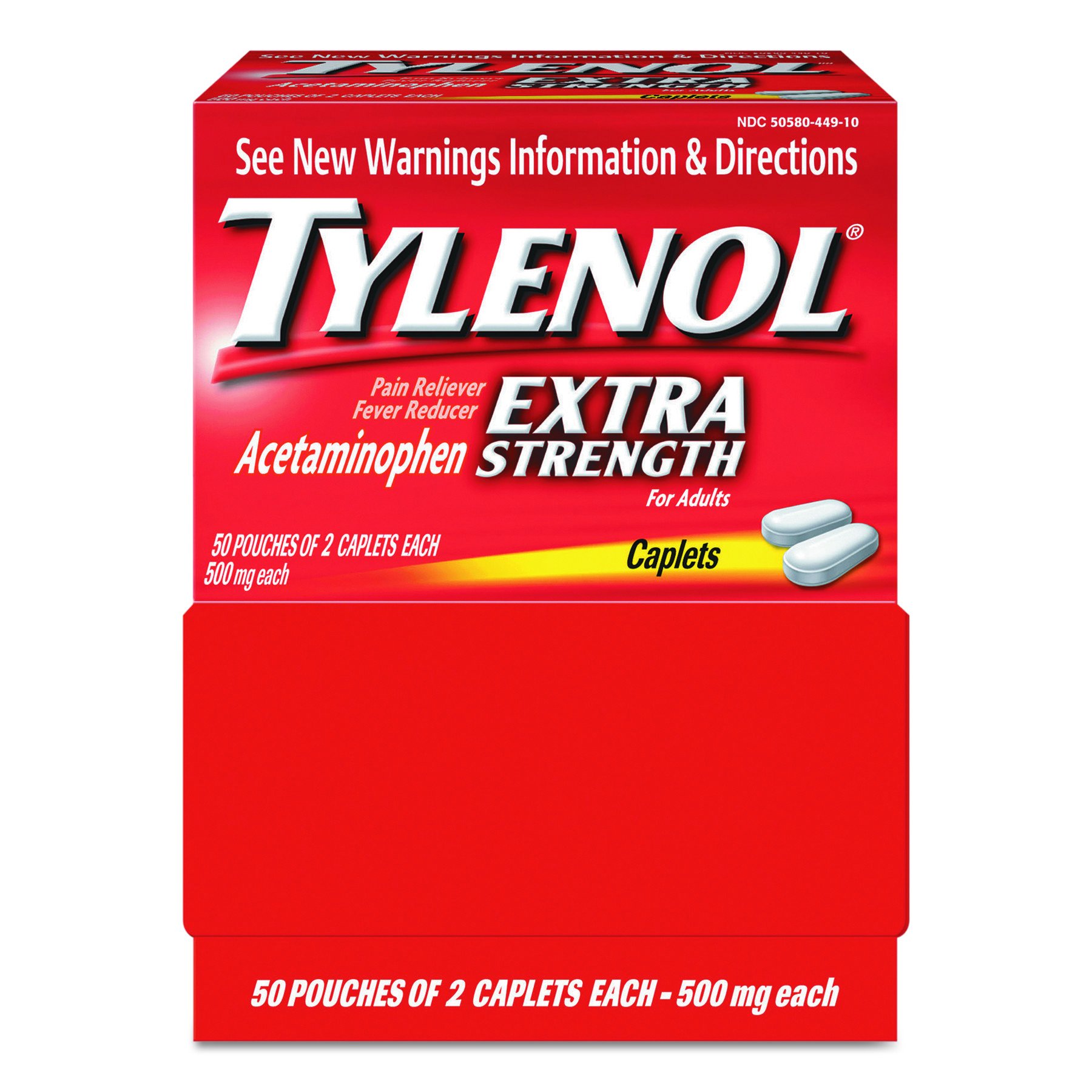 Tylenol 40900 Extra Strength Dispenser Box - 50 Pouches x 2 Caplets ...