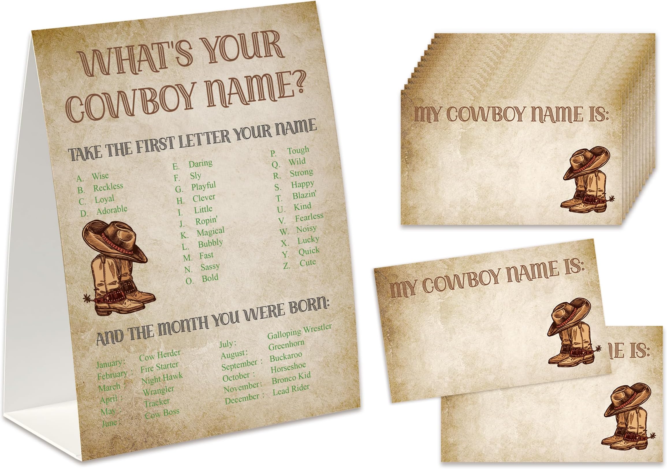 Amazon.com: Cowboy Birthday Party Game, What’s Your Cowboy Name Game ...