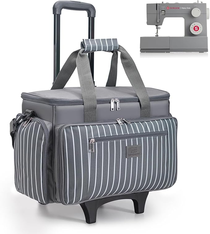 Amazon.com: MsJelau Sewing Machine Case with Wheels, Rolling Sewing ...