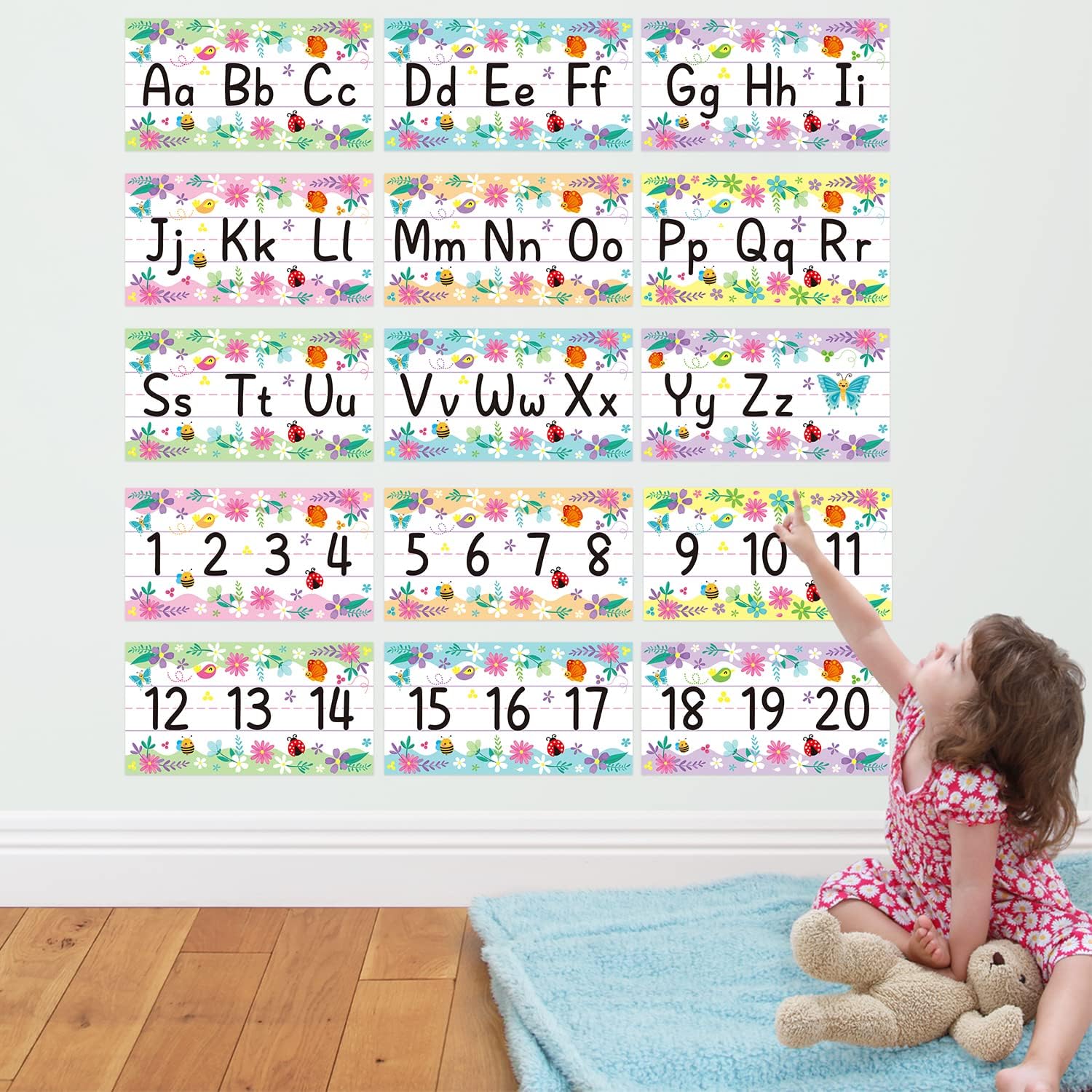 TICIAGA Juego de 15 tablones de anuncios de línea del alfabeto de ...