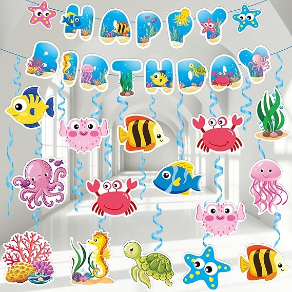 Amazon.com: Under The Sea Party Decorations Ocean Happy Birthday Party ...