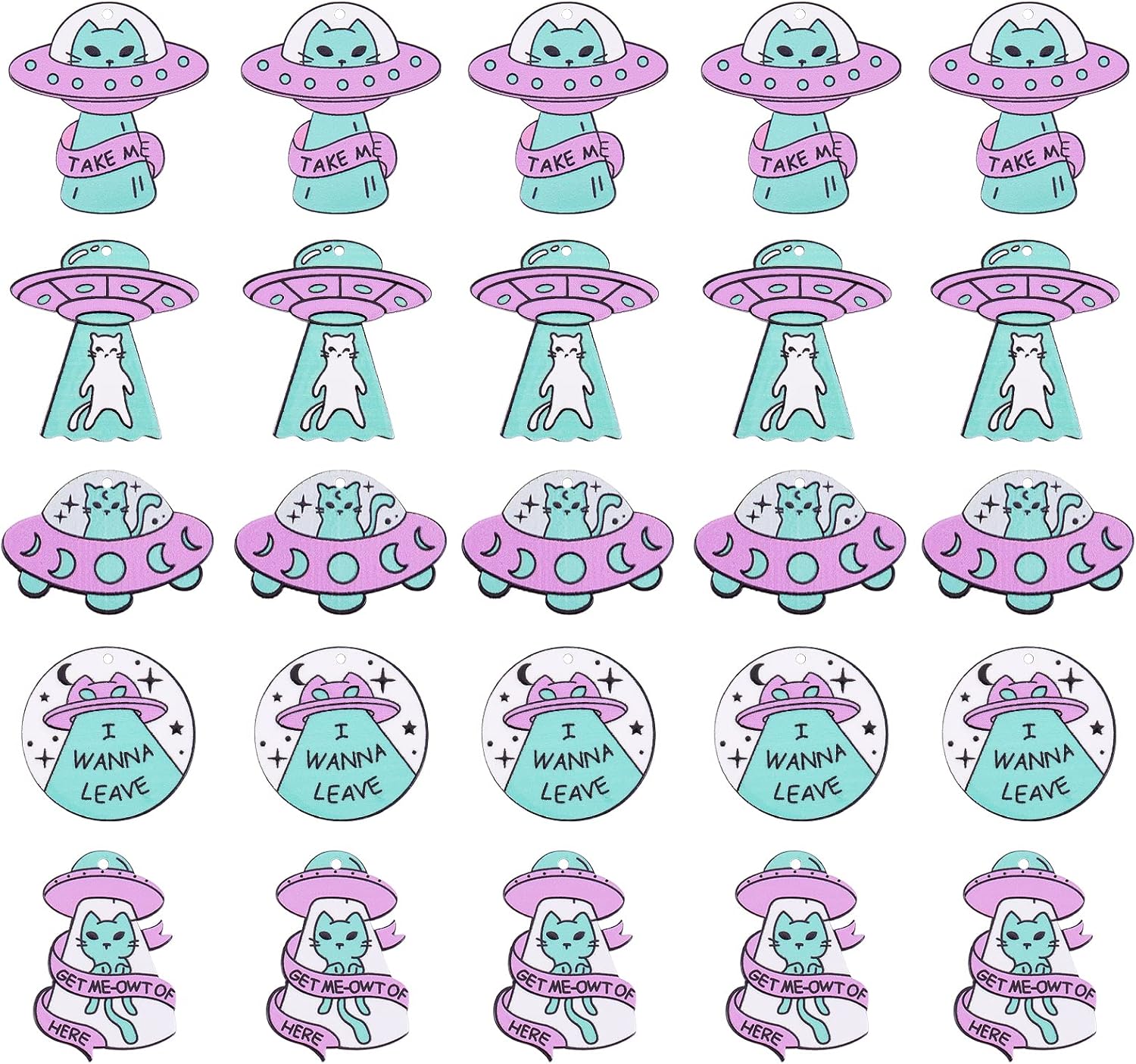 Amazon.com: COGCHARGER 25 Pieces Alien Charms Pendant Resin Alien Cat ...